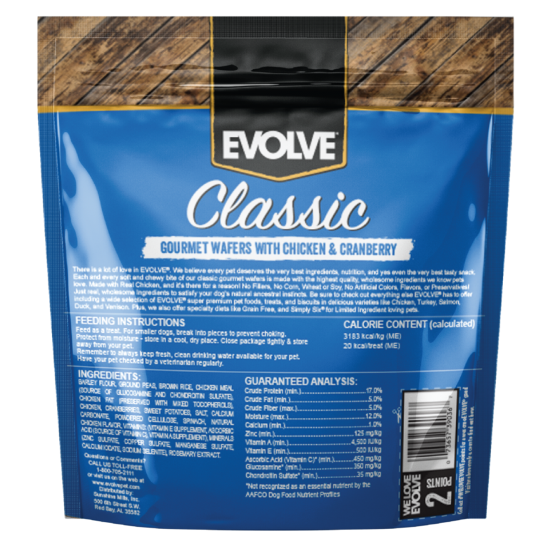 EVOLVE CLASSIC GOURMET WAFERS WITH CHICKEN & CRANBERRY – Evolve Pet ...